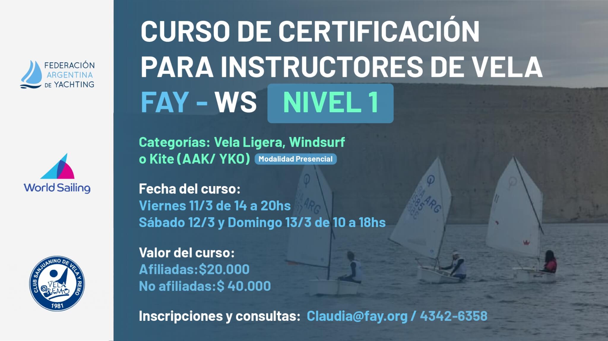 Curso de Certificación Nivel 1 para Instructores de Vela | Marzo - San Juan